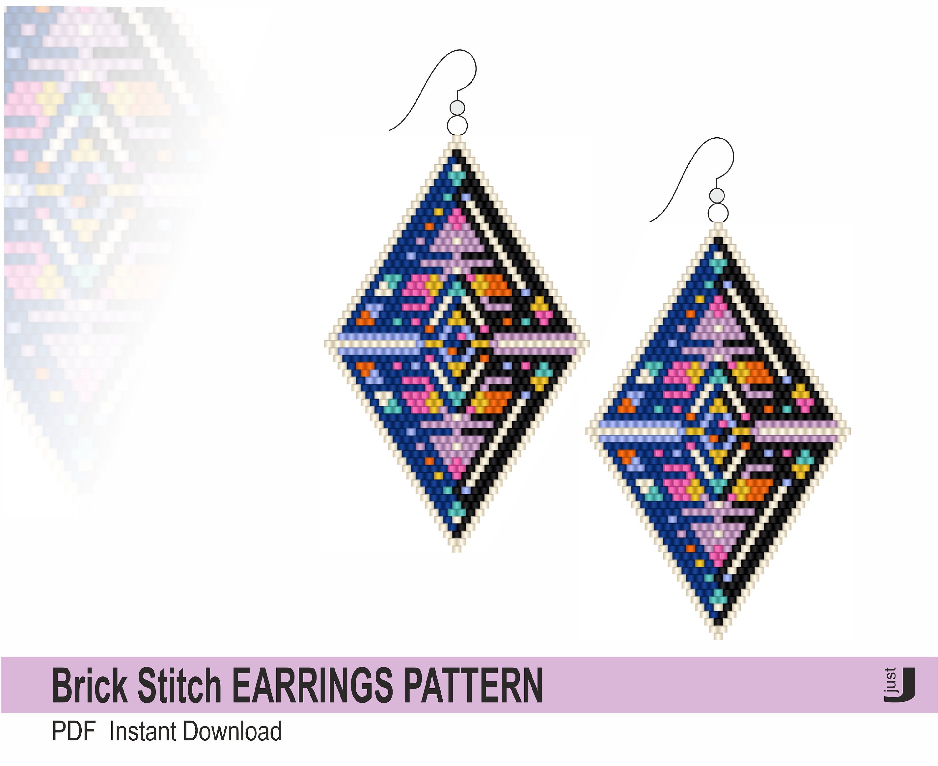 Beaded Earring Pattern Brick Stitch Earrings Beading - Etsy