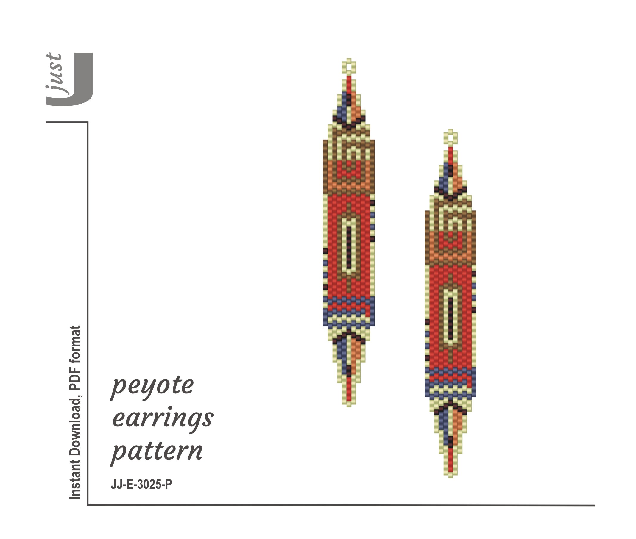 Peyote earring pattern native american pattern long | Etsy