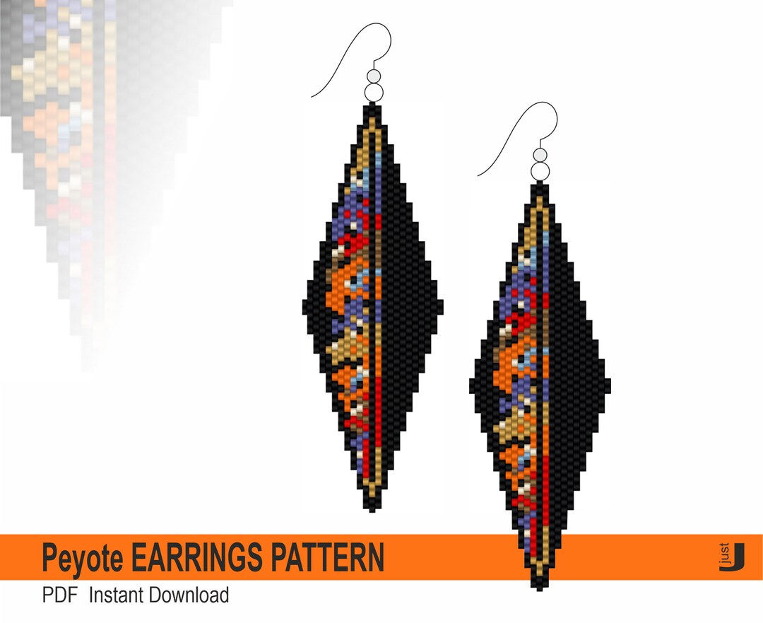 Beaded Earring Pattern, Peyote Earrings, Beading Pattern, Earrings ...