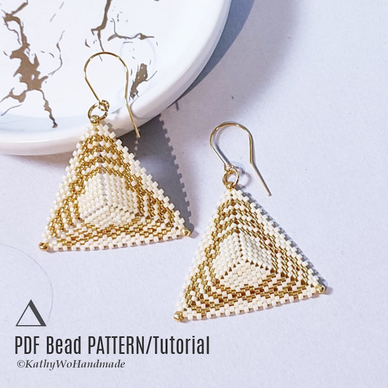 Beaded Triangle Earrings - Etsy