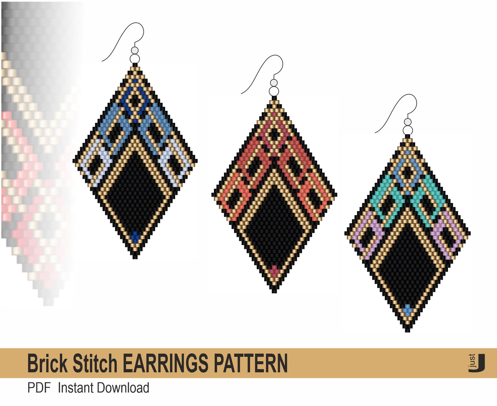 Beaded Earring Pattern Brick Stitch Earrings Beading - Etsy
