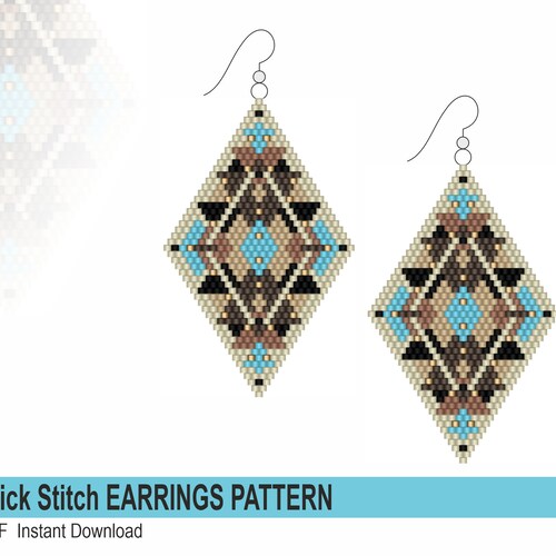 Earring Pattern for Beading Brick Stitch Pattern for Beaded - Etsy