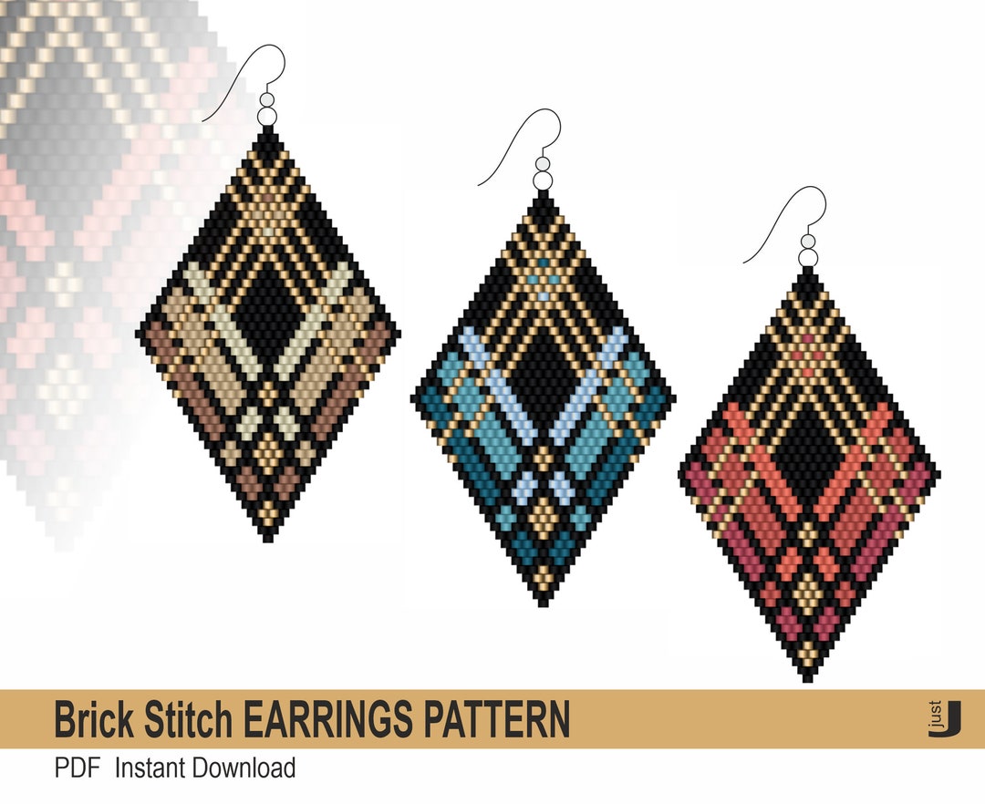 Beaded Earring Pattern Brick Stitch Earrings Beading - Etsy