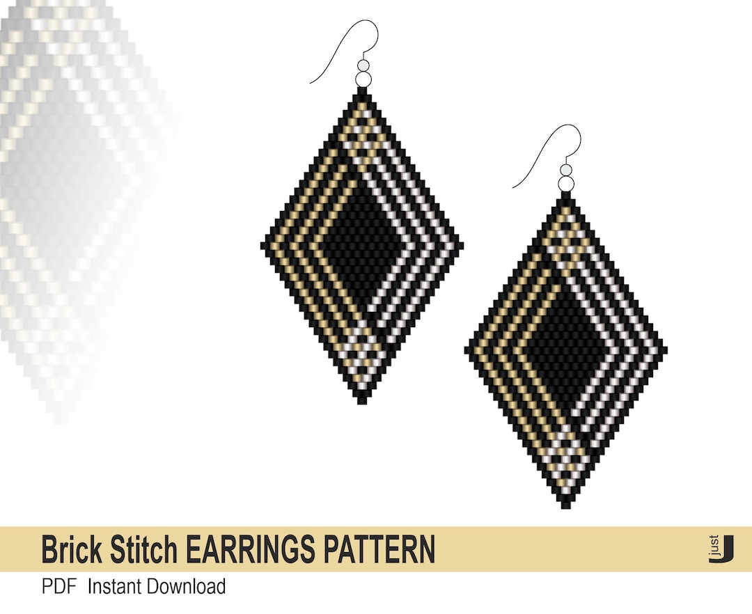 Beaded Earring Pattern, Brick Stitch, Beading Pattern, Earrings Pattern ...