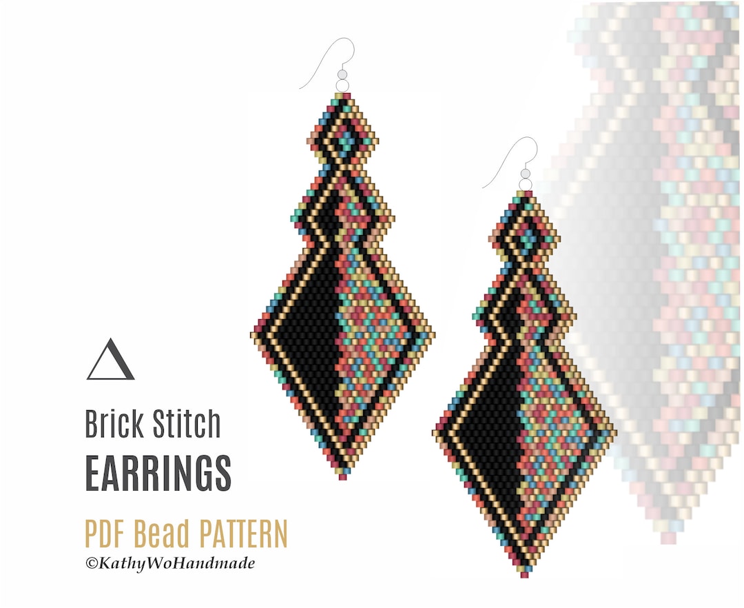 Beaded Earring Pattern, Brick Stitch, Earrings, Beading Pattern ...