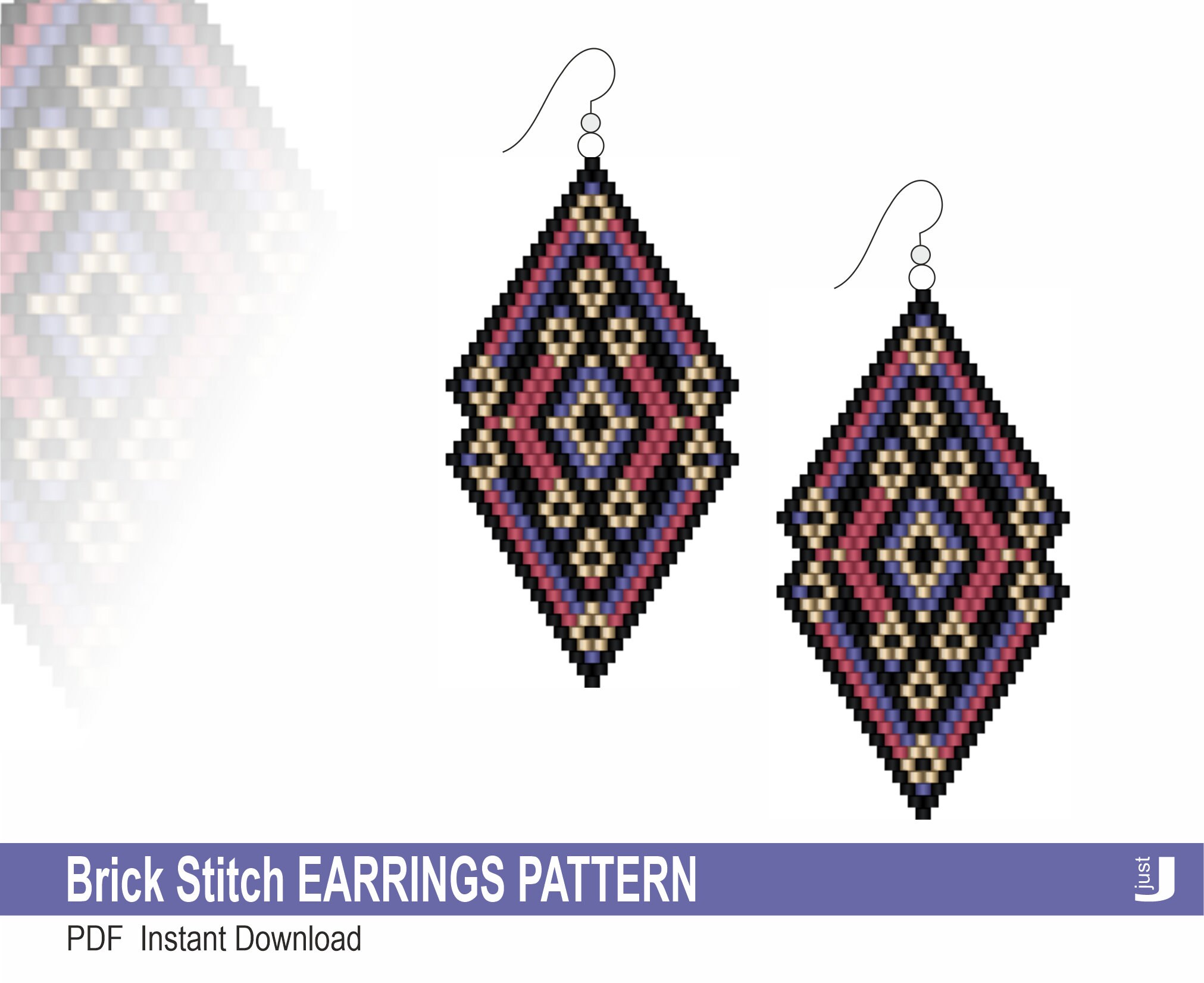 Beaded Earrings Pattern Brick Stitch Pattern Earrings | Etsy