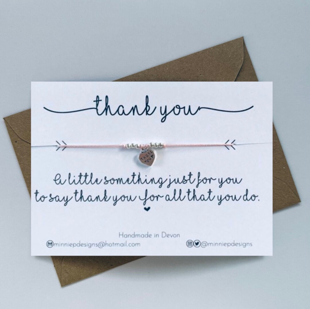 Thank You Bracelet | Thank You Charm | Thank You Gift | Heart Charm ...