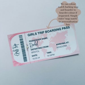 Girls Trip Bracelet | Girls Trip Plane Ticket | Personlised Plane ...