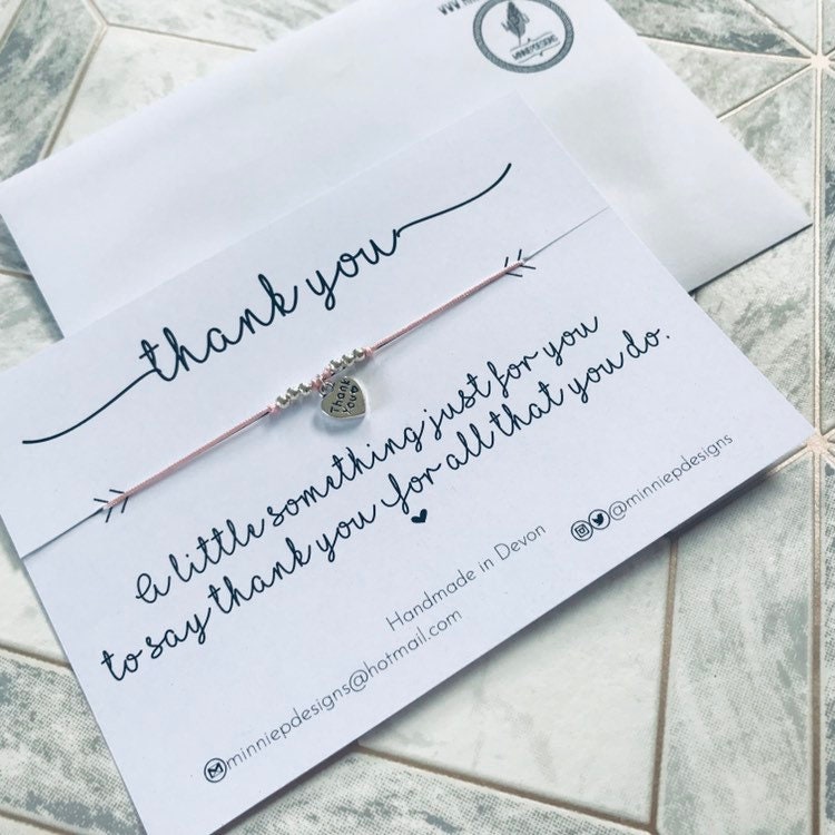 Thank You Bracelet Thank You Charm Thank You Gift Heart - Etsy
