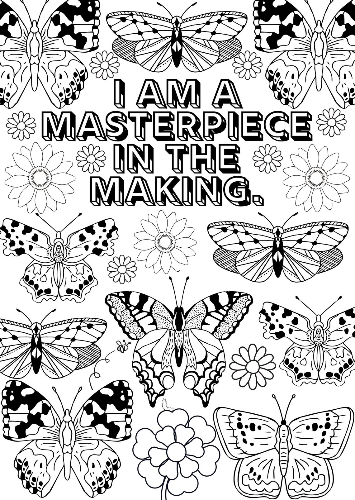 I Am a Masterpiece Self Love Positive Affirmation Coloring Page Self ...