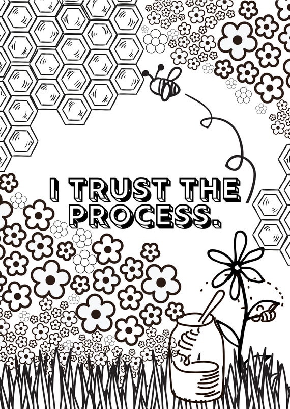 TRUST THE PROCESS Positive Affirmation Coloring Page | Etsy