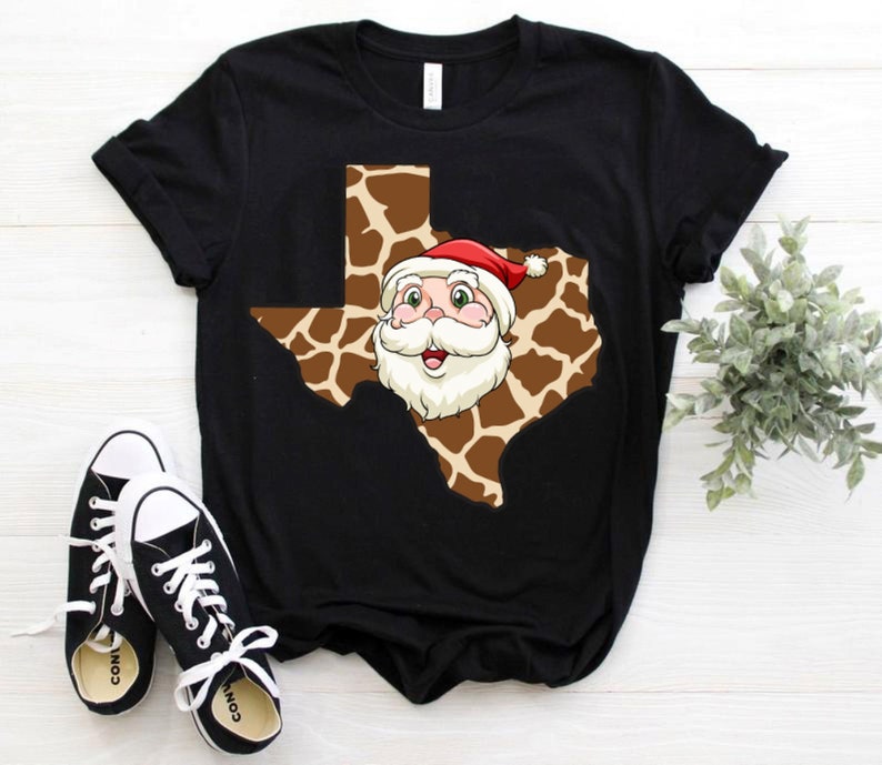 Leopard Texas Map Santa T-shirt - Etsy