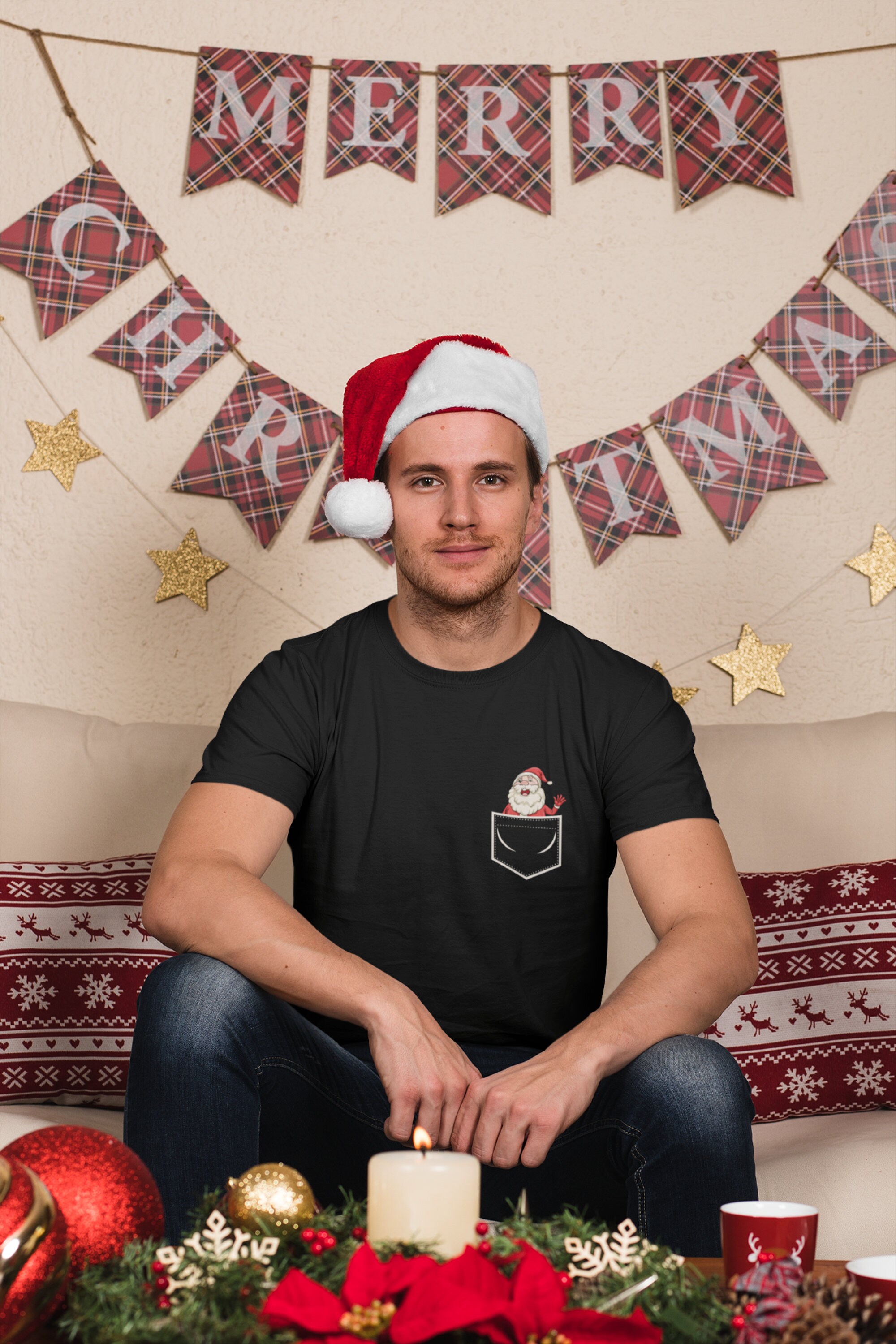 Santa Holiday Pocket T-shirt Perfect Gift for Christmas - Etsy