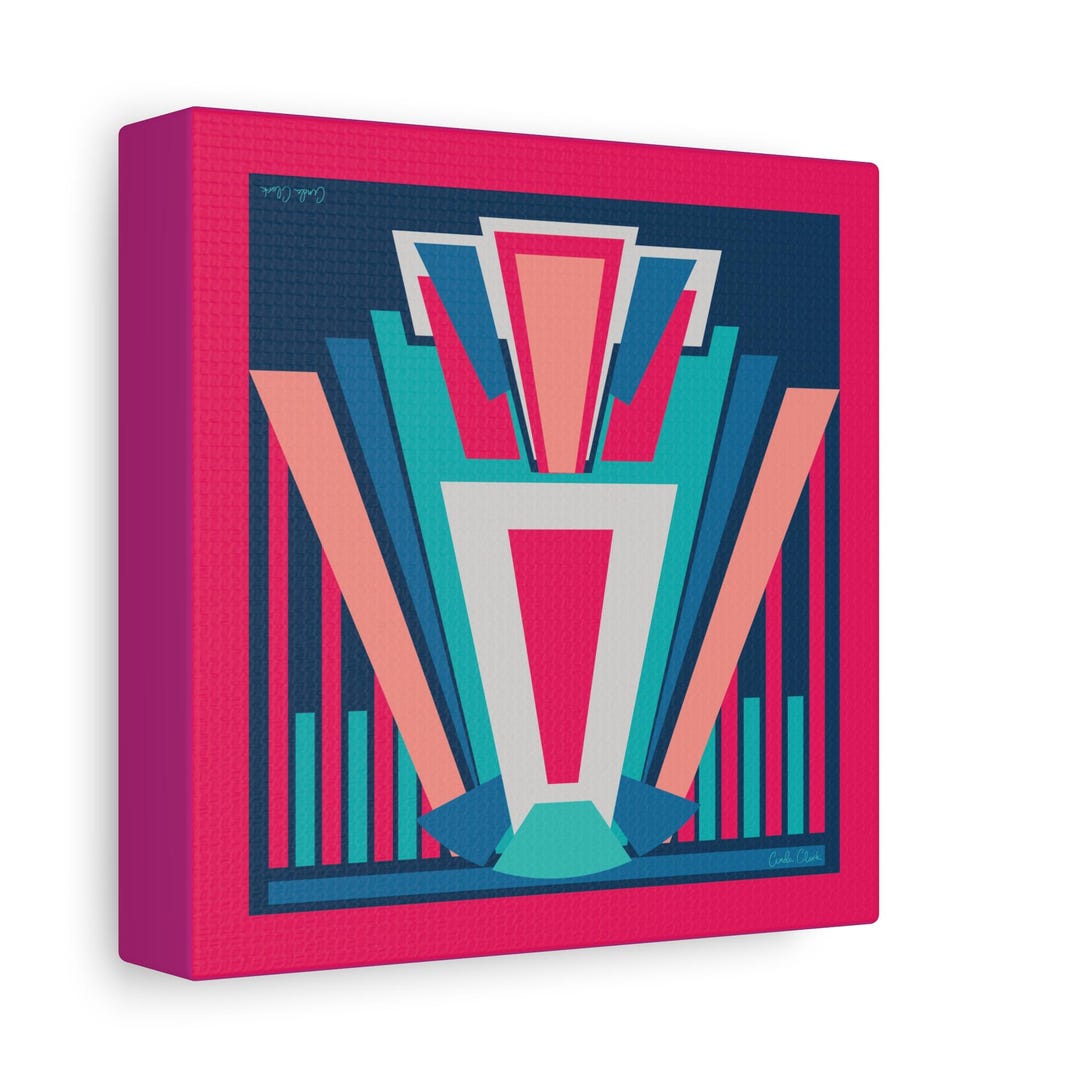 Art Deco Geometric Fan Canvas - Etsy