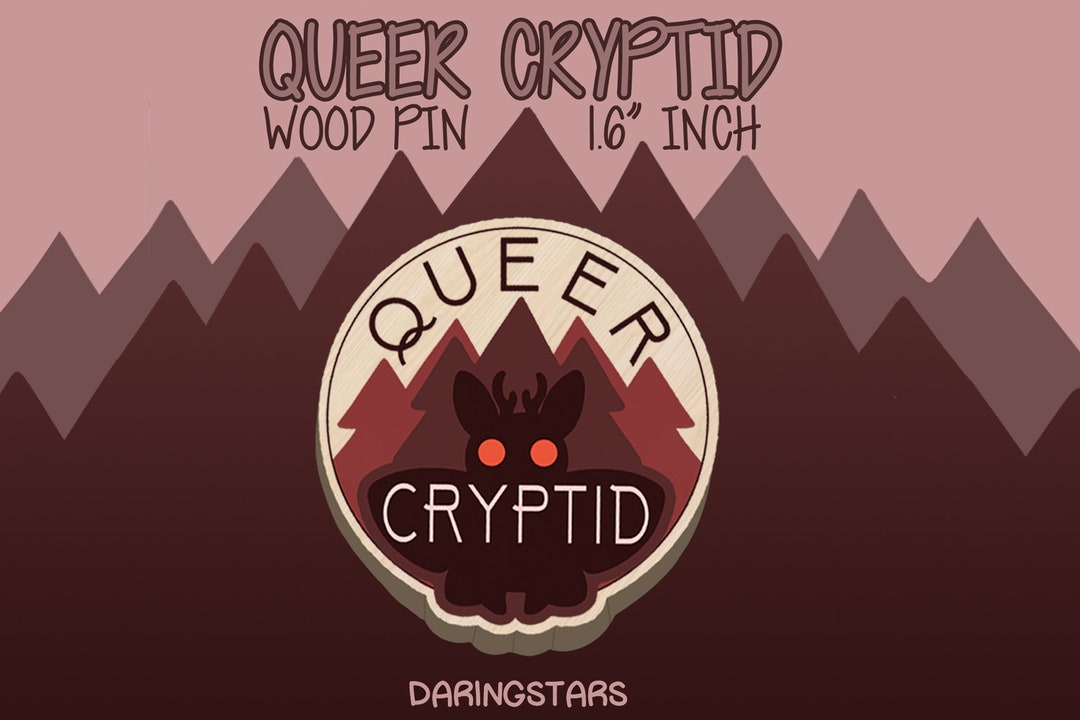 Queer Cryptid Birch Wood Pin - Etsy