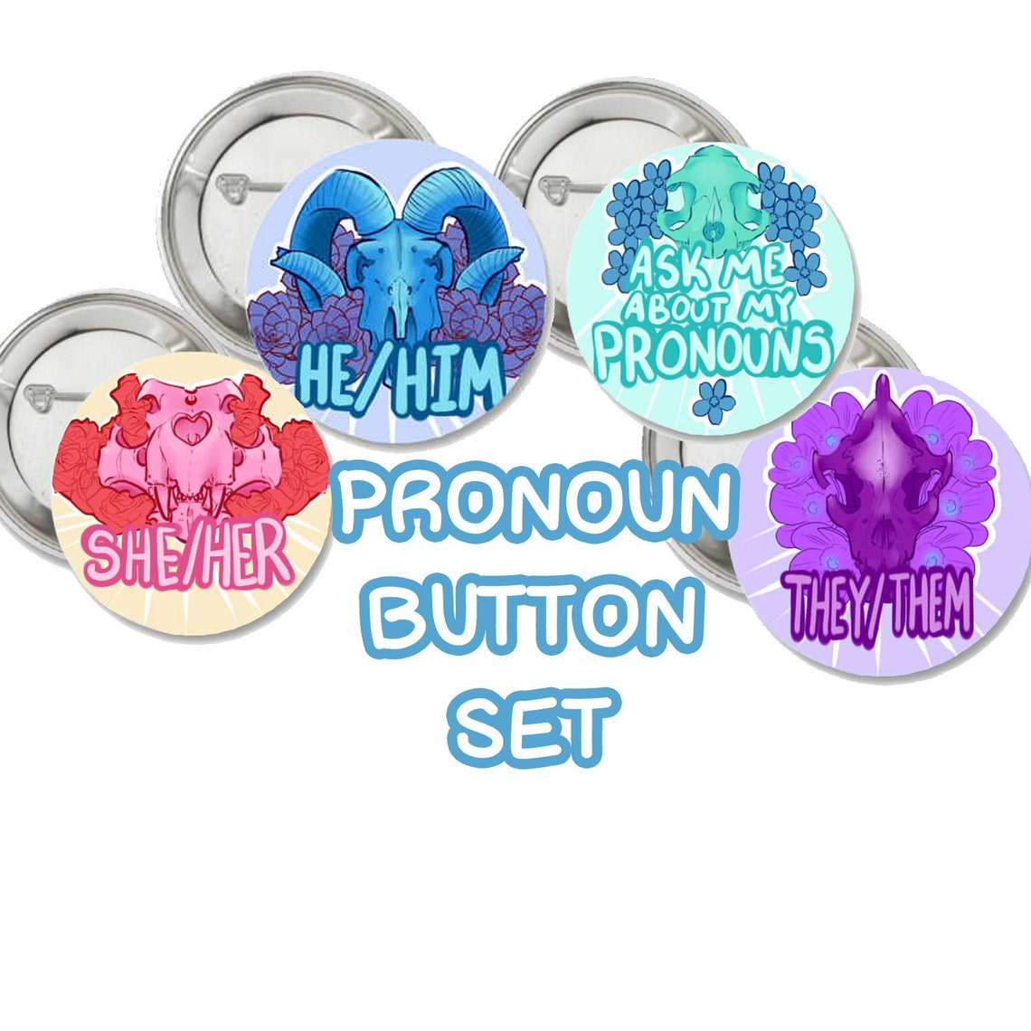 Pronoun Button Set - Etsy
