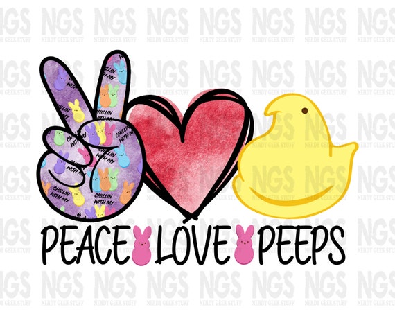 Peace Love Chick Peeps Heart Sublimation Ready PNG | Etsy