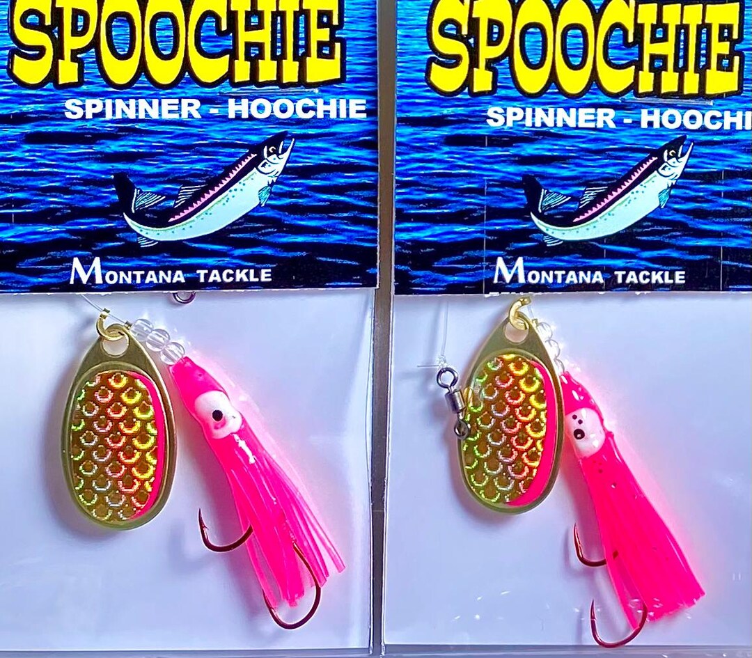 Kokanee Salmon Spinner-hoochies (2): “GOLD FLAMINGO” - Etsy