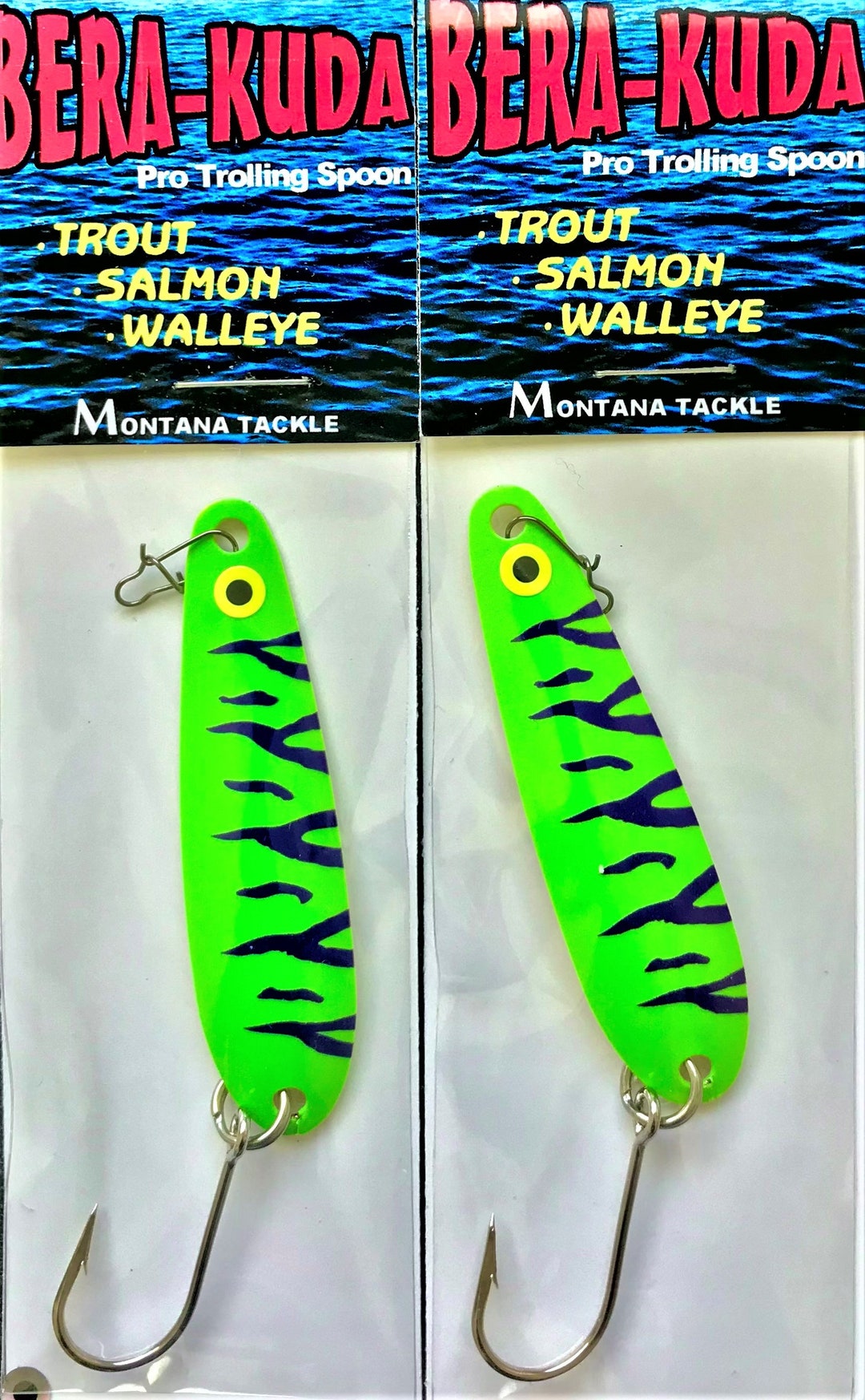 Salmon, Trout, & Walleye Pro Trolling Spoons (2): Uv “PURPLE Gecko" - Etsy