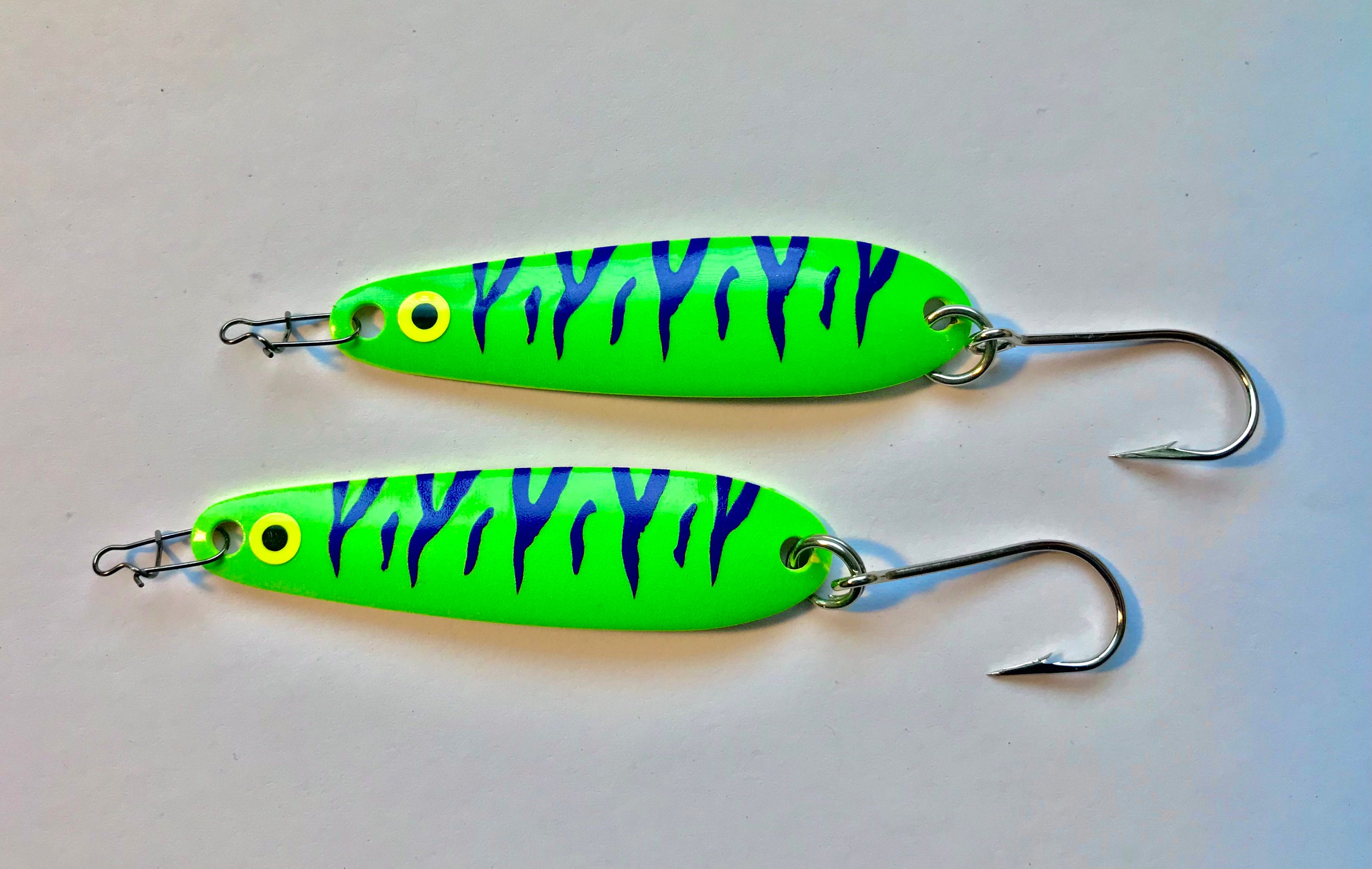 Salmon, Trout, & Walleye Pro Trolling Spoons (2): Uv “PURPLE Gecko" - Etsy