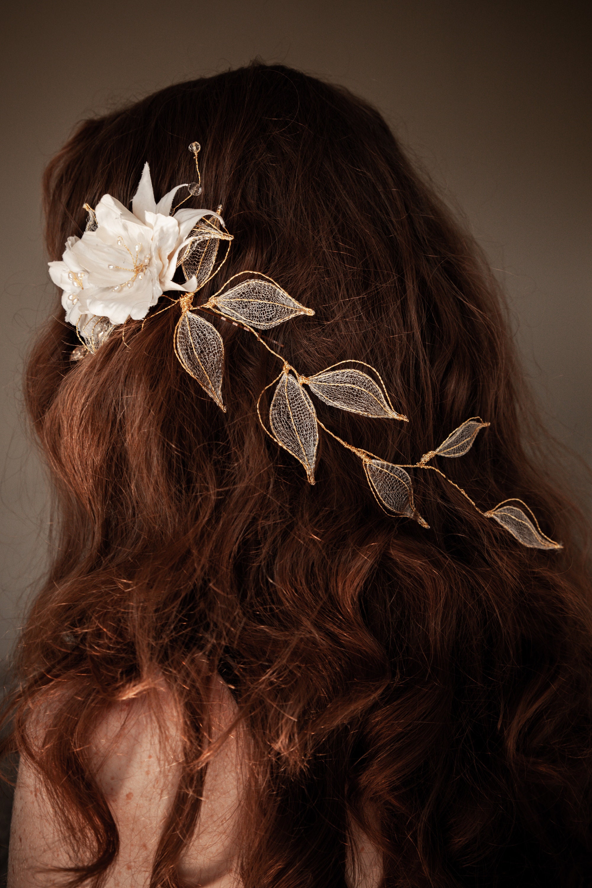 Silk flower hair accessory Flower hair clip Ivory floral hair | Etsy