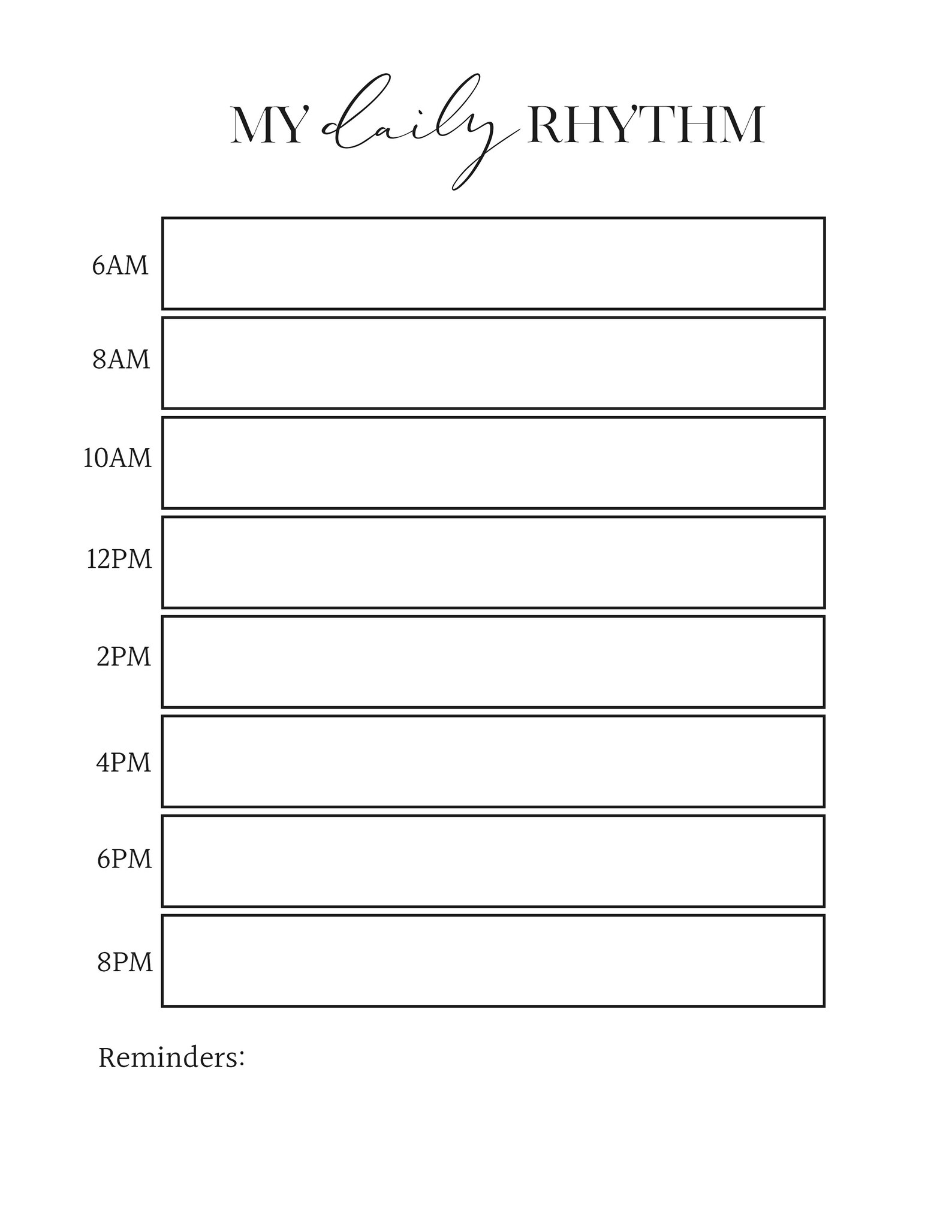 Daily Planner Printable, Daily Rhythm Printable, Daily Planner, Daily ...