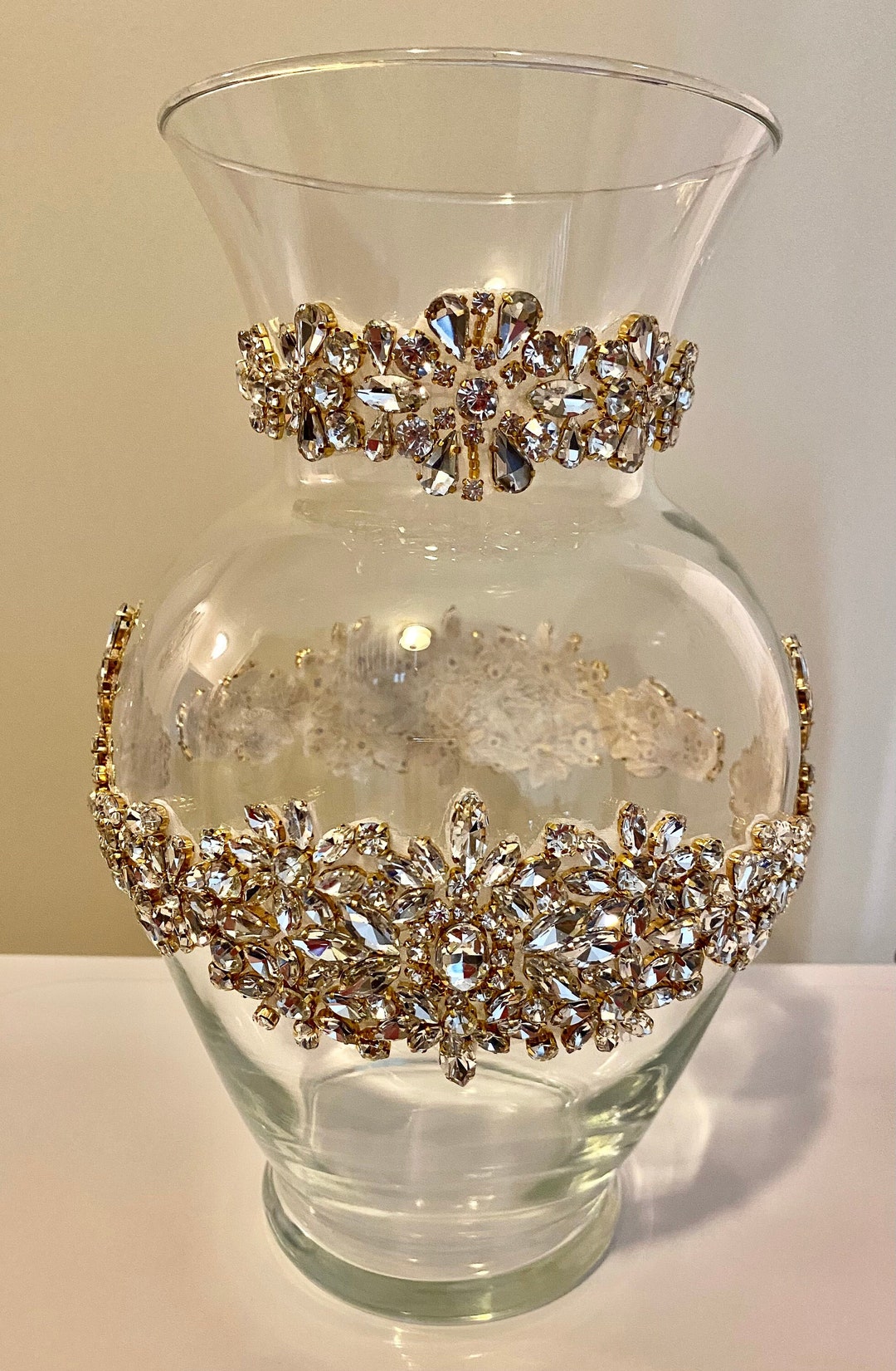 Rhinestone Crystal Gold Table Vase - Etsy