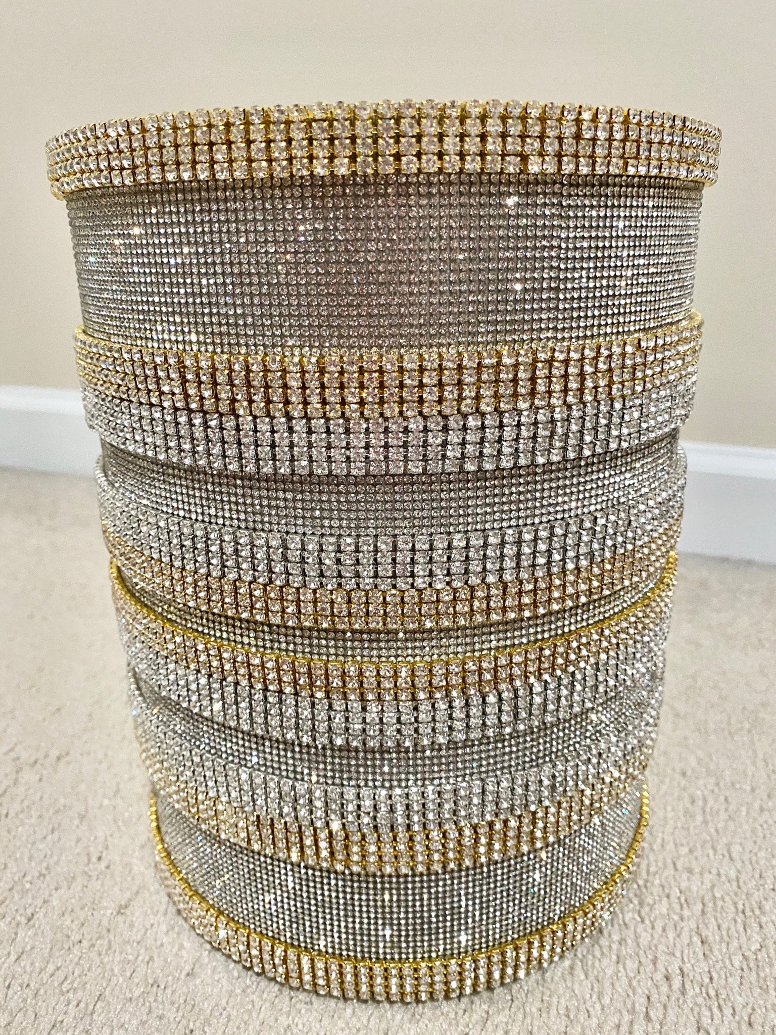 Rhinestone Crystal And Stainless Steel Trash Can | Etsy