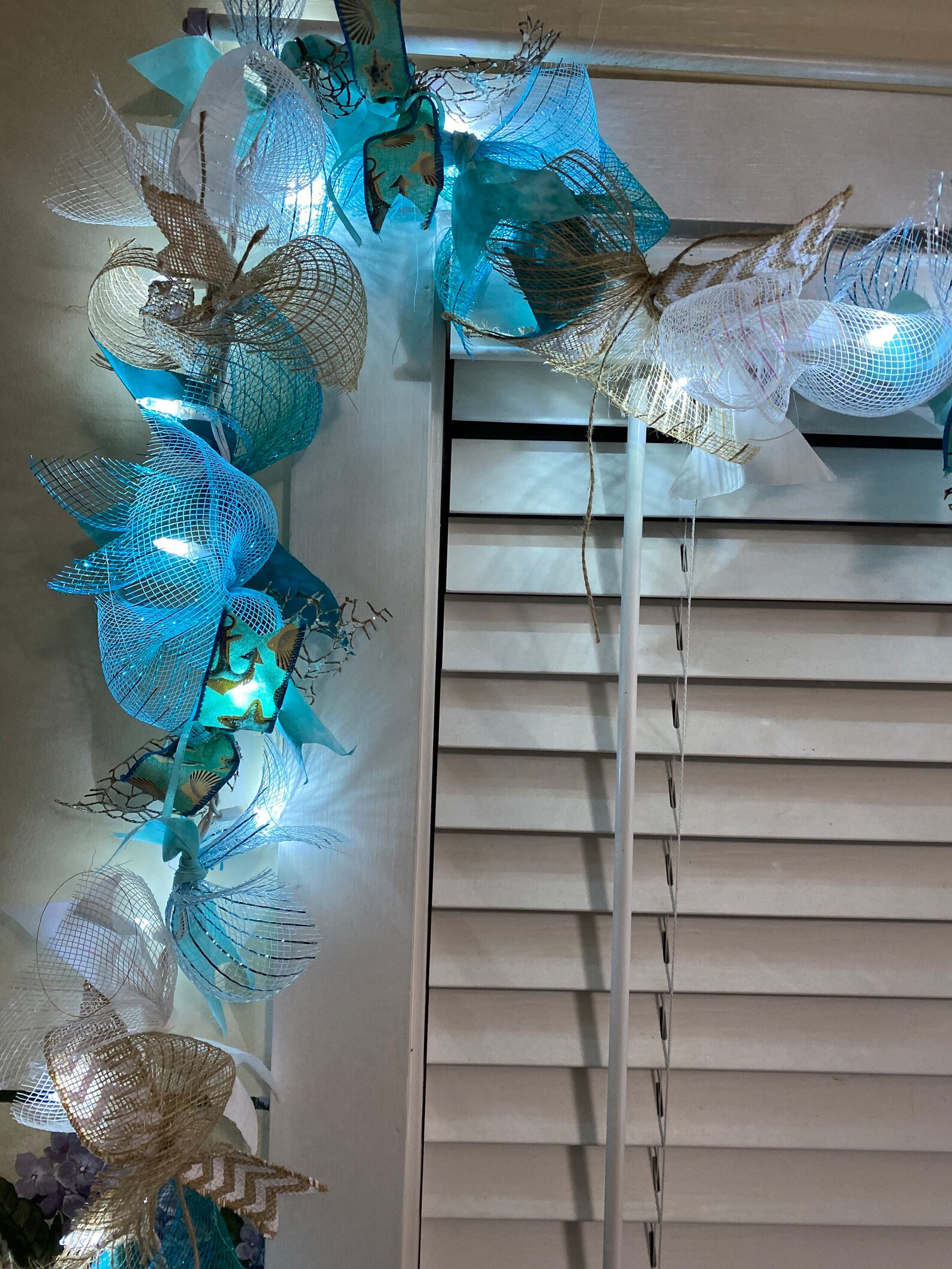 Lighted Coastal Garland Nautical Decor. Aqua Lighted Beach - Etsy