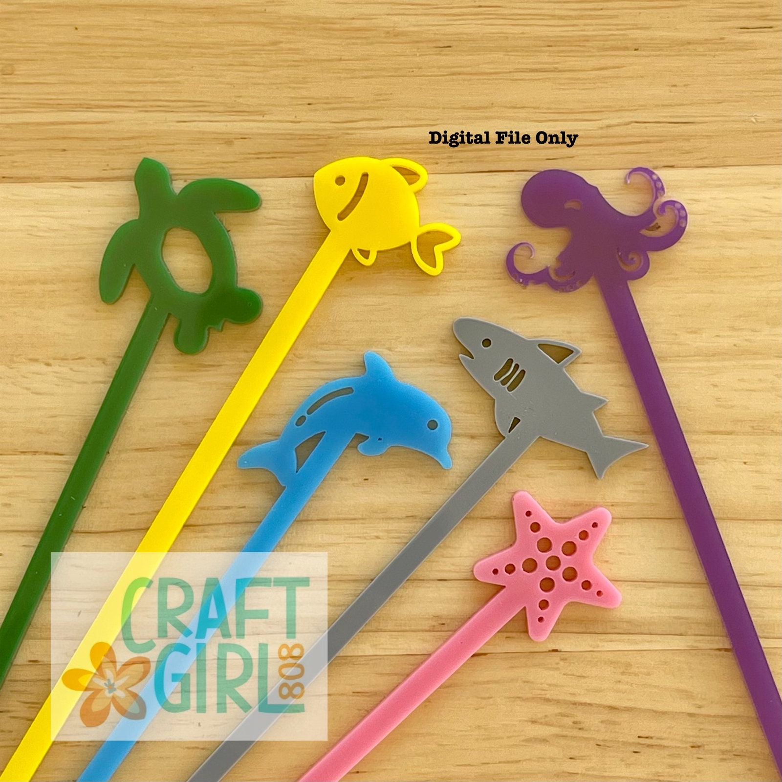 Ocean Drink Swizzle Sticks - Digital SVG & PDF Laser Ready Files - Etsy