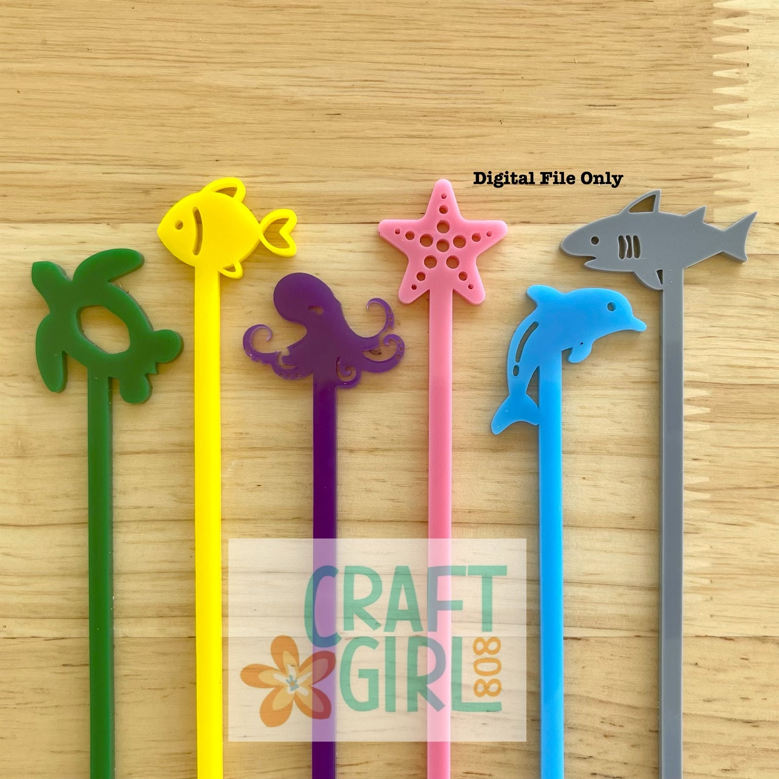 Ocean Drink Swizzle Sticks - Digital SVG & PDF Laser Ready Files - Etsy