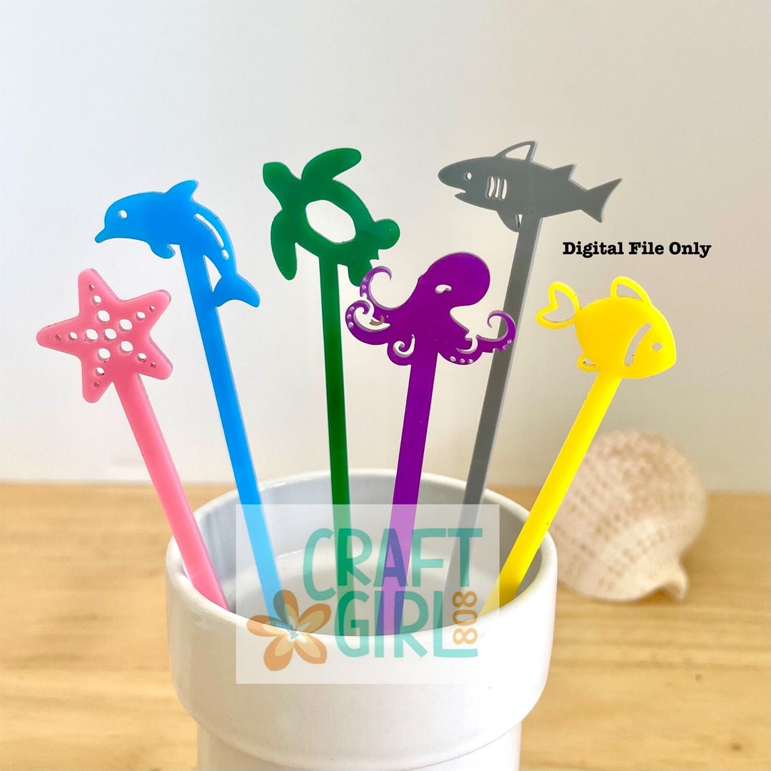 Ocean Drink Swizzle Sticks - Digital SVG & PDF Laser Ready Files - Etsy