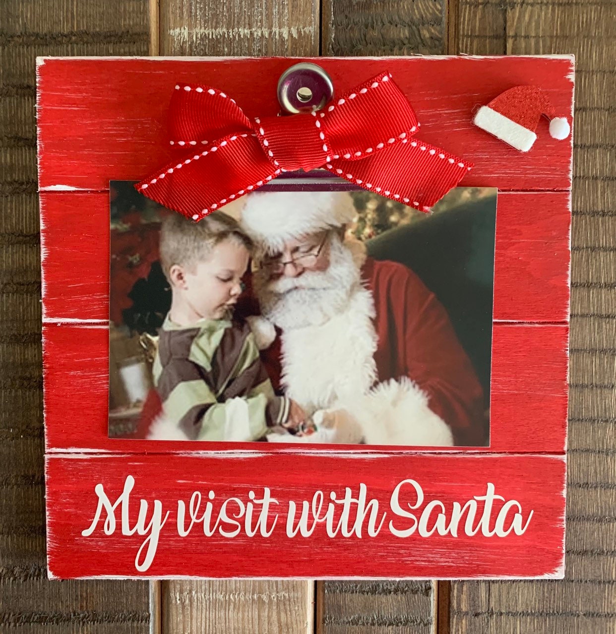 Christmas Frame Wooden Picture Frame Rustic Hand-Painted | Etsy