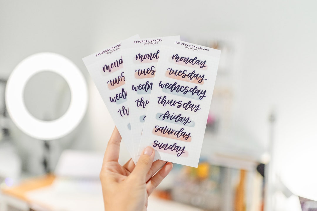 Days of the Week Calligraphy Sticker Sheets for Journals, Planners ...