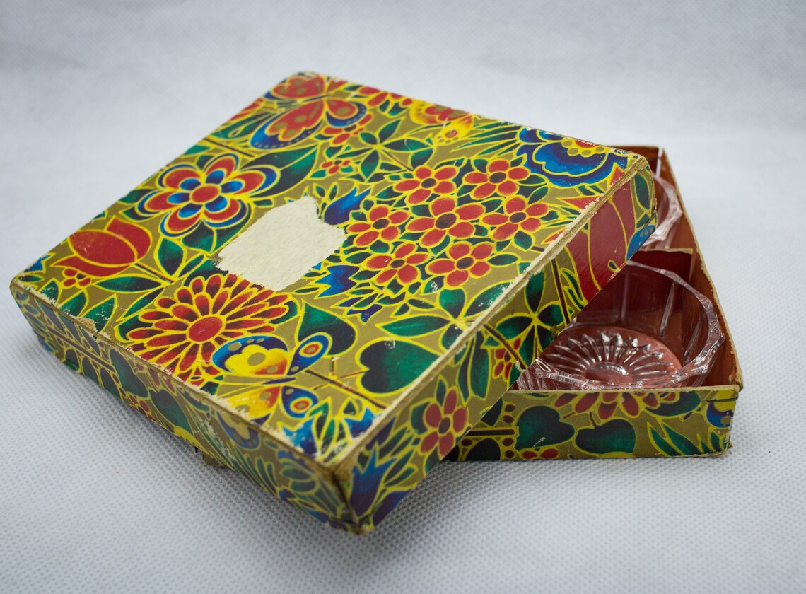 Vintage Set of Pressed Glass Individual Salt Cellars With Plastic ...