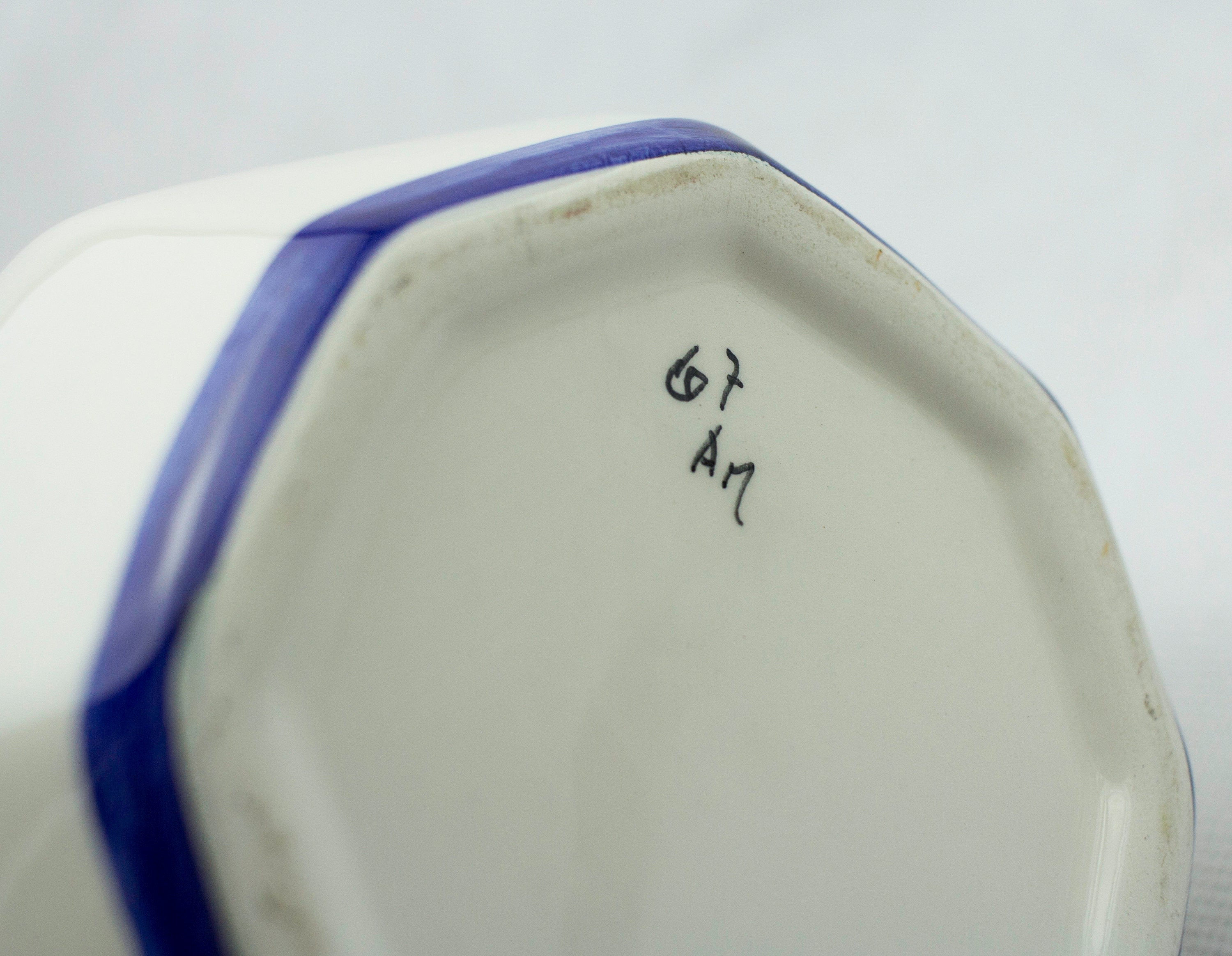 Hand Painted Ceramic Pitcher With Blue Floral Motif Vintage - Etsy