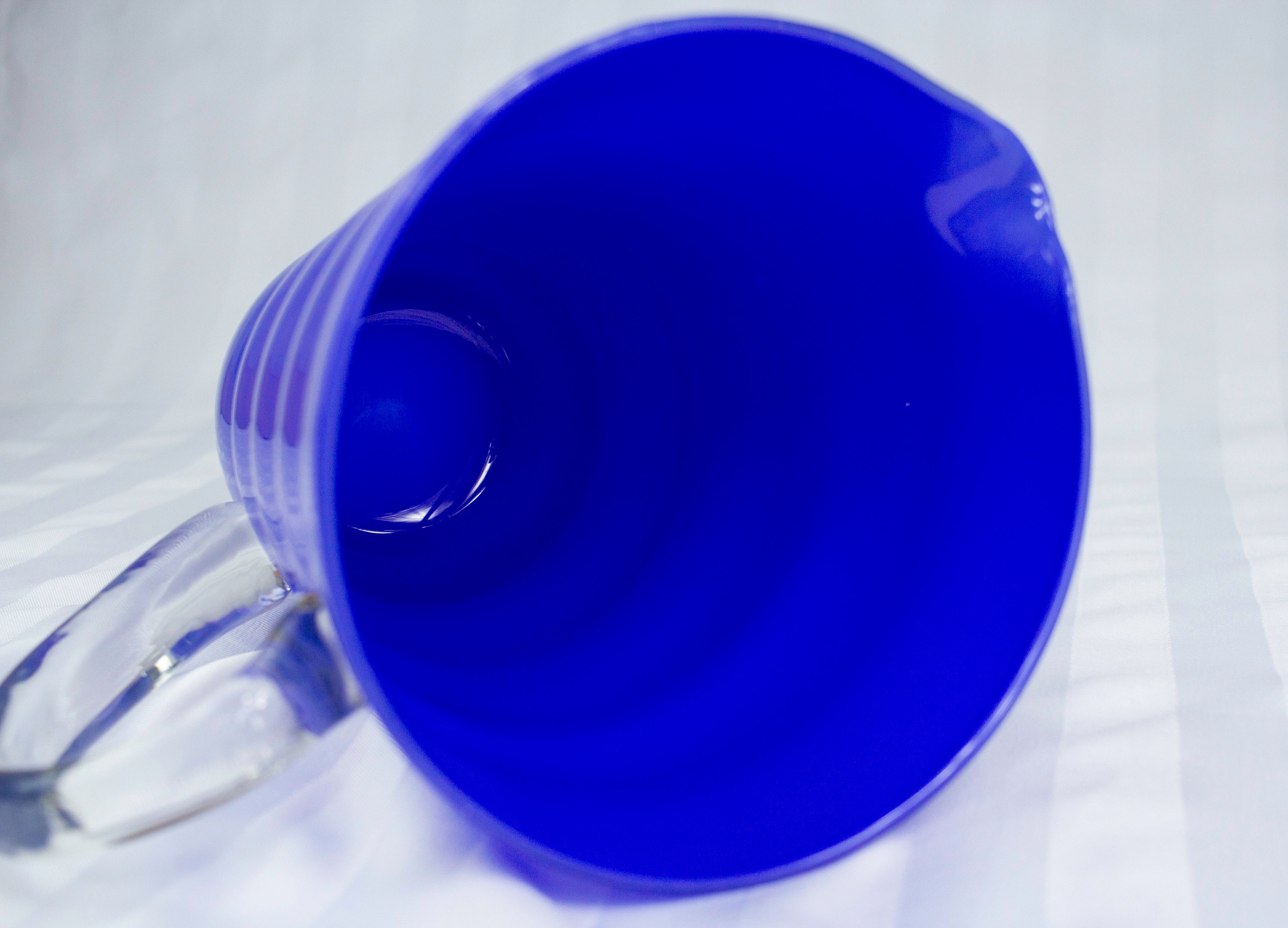 Amazing Large Hand Blown Pitcher in Blue and Clear Glass - Etsy