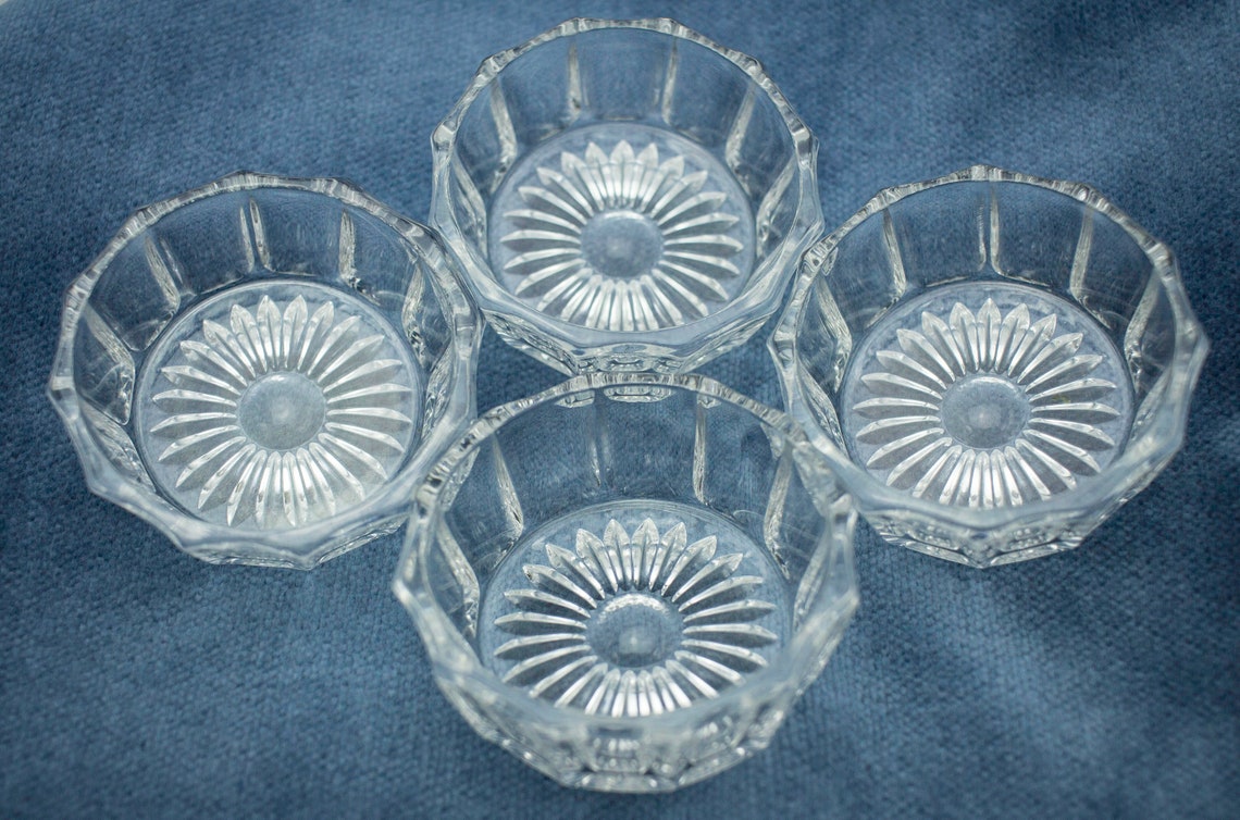 Vintage Set of Pressed Glass Individual Salt Cellars With Plastic ...