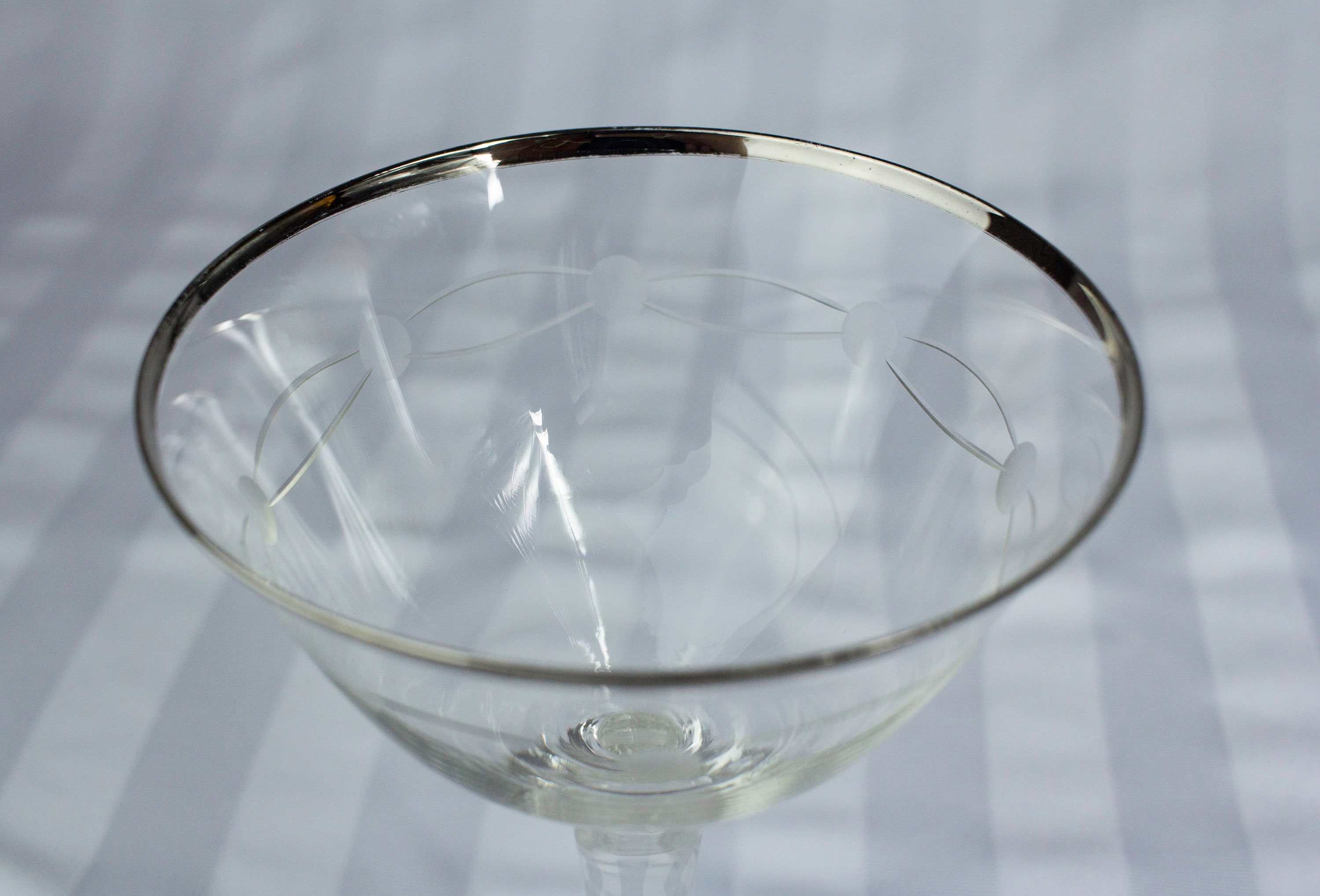 Set of 11 Crystal Silver Rimmed Etched Glasses - Vintage Stemware - Etsy
