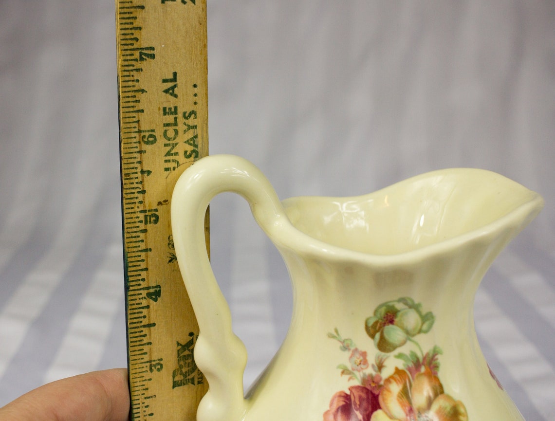 Small Vintage Floral Pitcher VB Athena California - Etsy