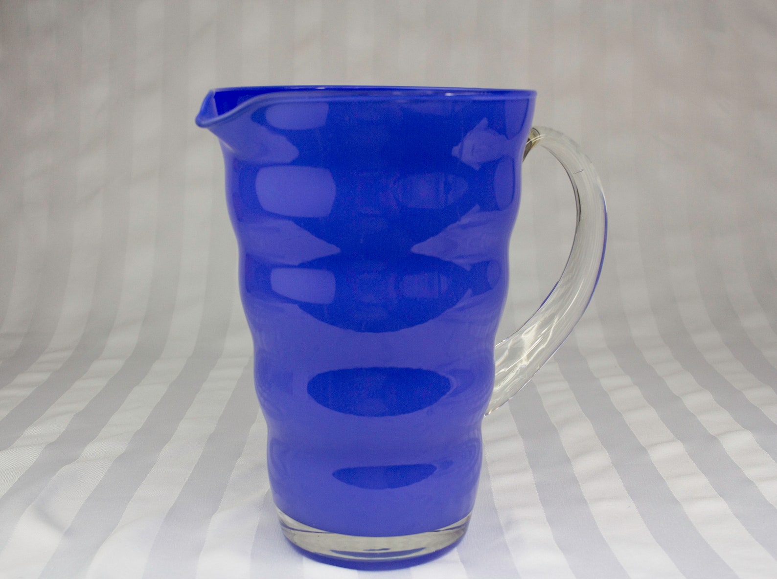 Amazing Large Hand Blown Pitcher in Blue and Clear Glass - Etsy