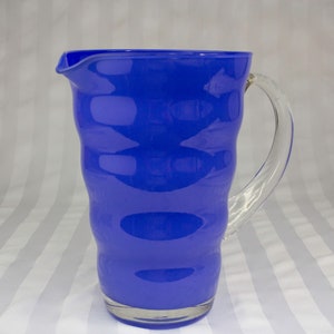 Amazing Large Hand Blown Pitcher in Blue and Clear Glass - Etsy