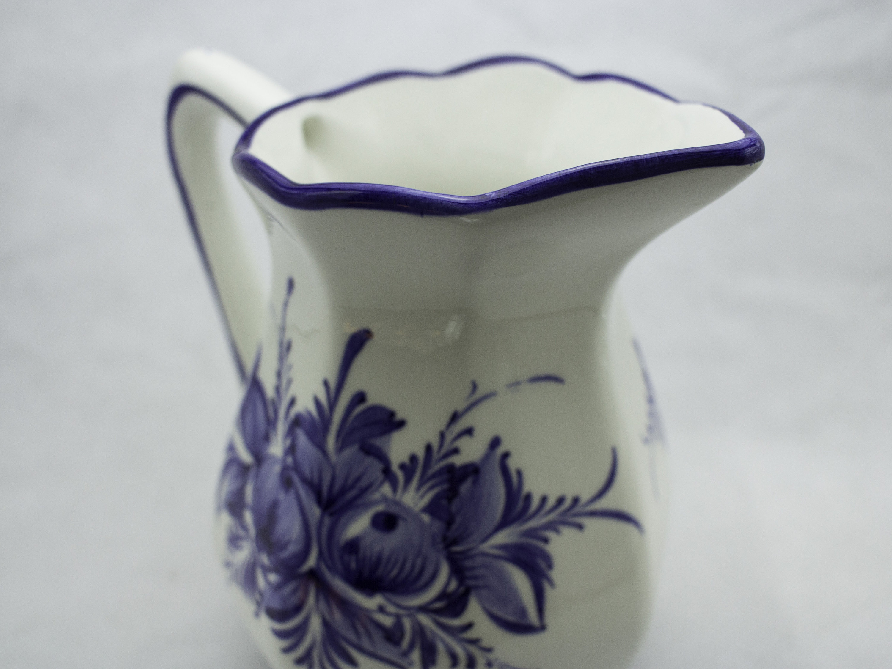 Hand Painted Ceramic Pitcher With Blue Floral Motif Vintage - Etsy