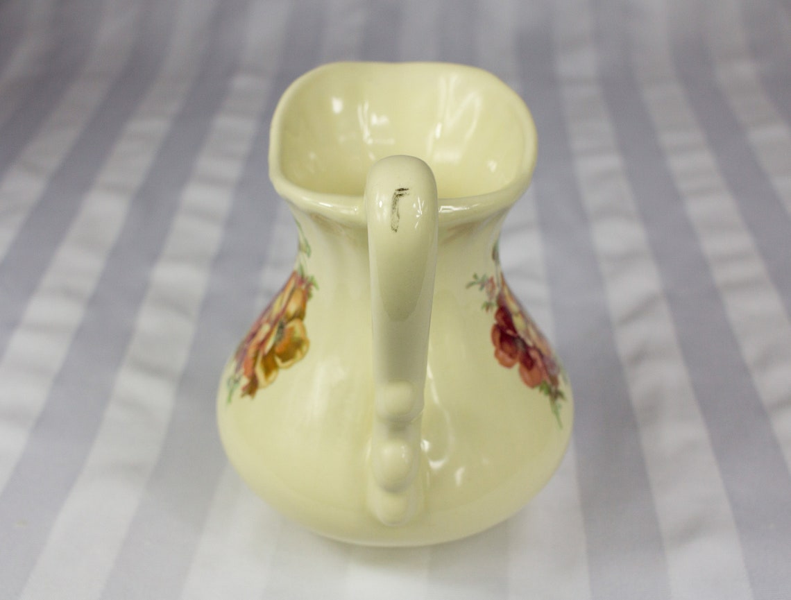 Small Vintage Floral Pitcher VB Athena California - Etsy