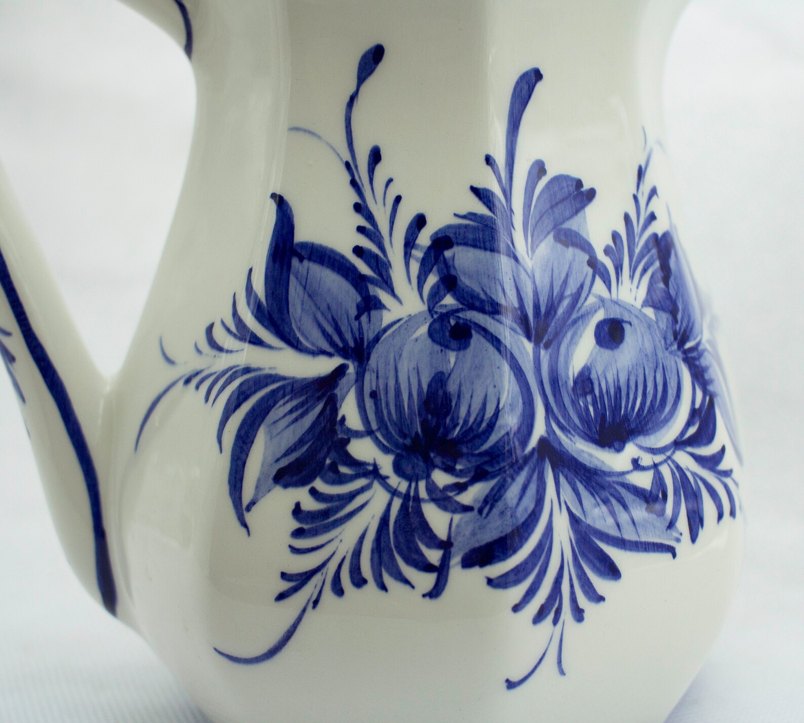 Hand Painted Ceramic Pitcher With Blue Floral Motif Vintage - Etsy