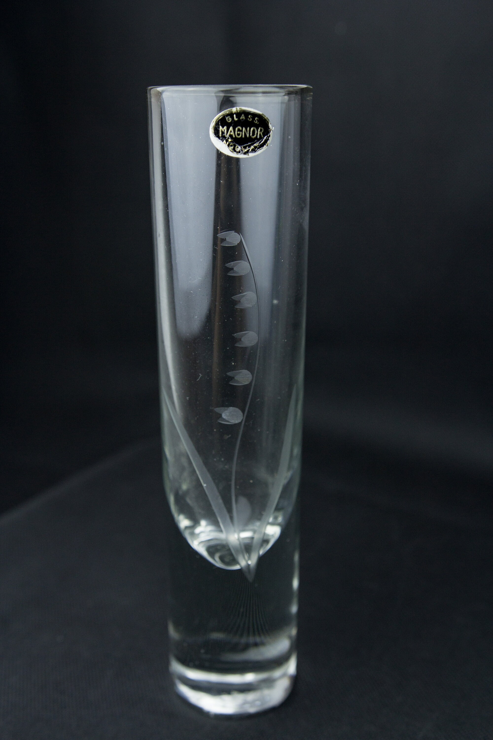 Vintage Tall Magnor Etched Lead Crystal Vase - Etsy