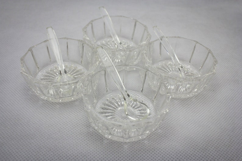 Vintage Set of Pressed Glass Individual Salt Cellars With Plastic ...