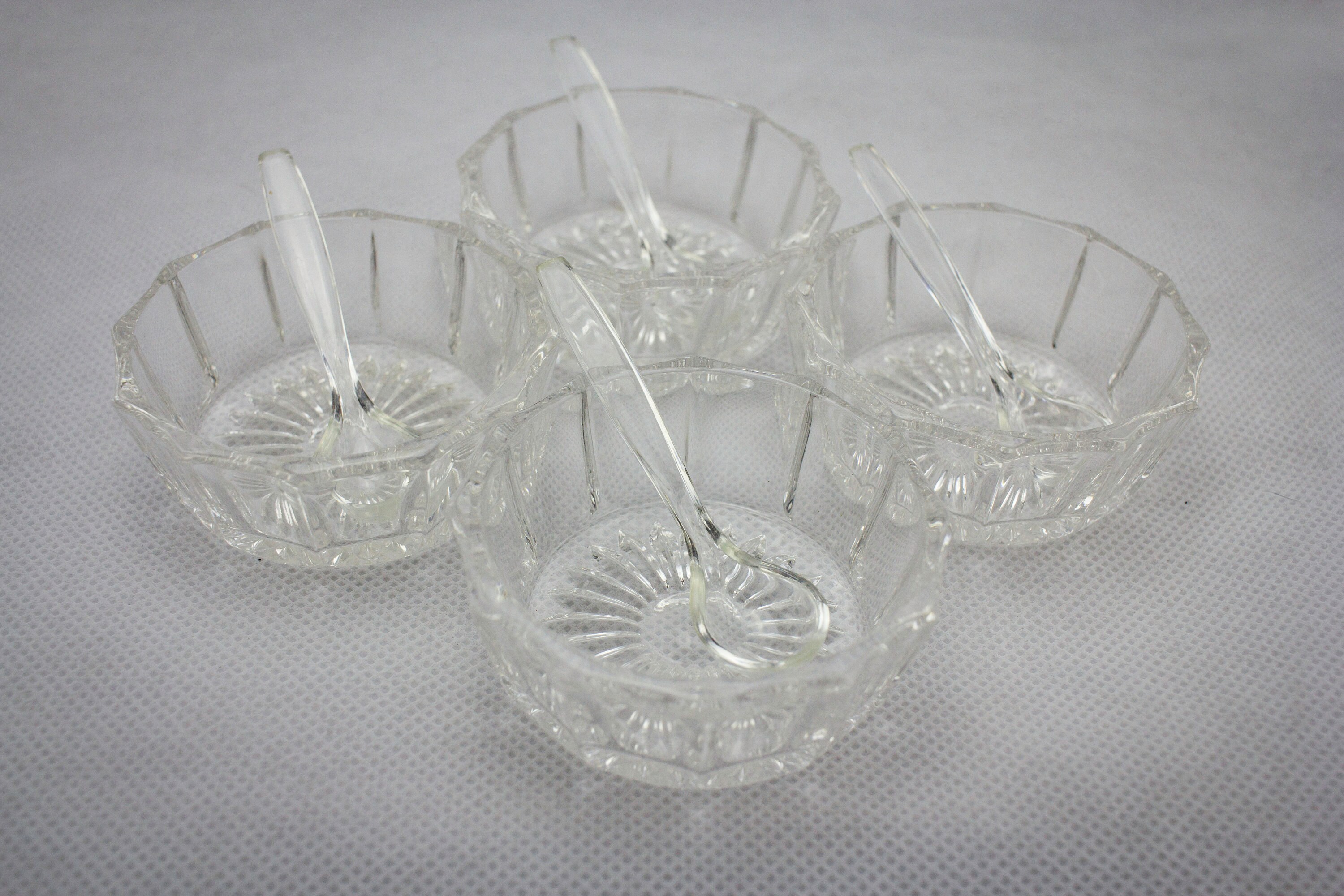 Vintage Set of Pressed Glass Individual Salt Cellars With Plastic ...