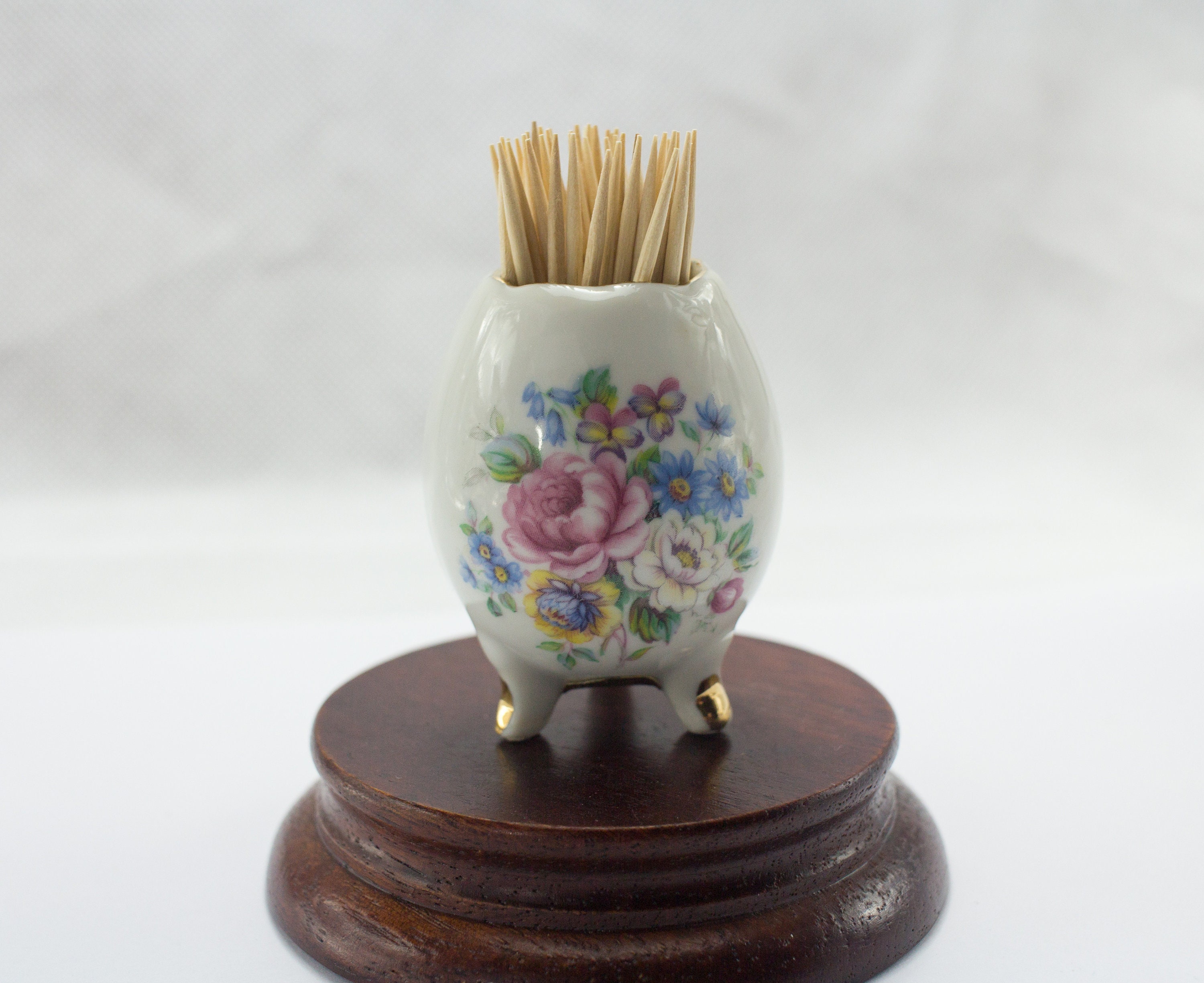 Crown West Fine Porcelain Footed Egg Toothpick Holder - Etsy