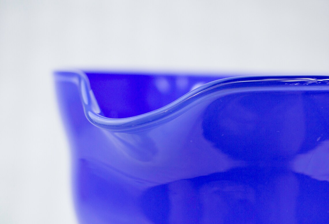 Amazing Large Hand Blown Pitcher in Blue and Clear Glass - Etsy